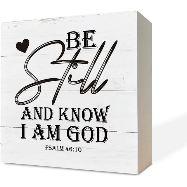 Christian Sign Scripture Decor Wooden Box Sign Desk Decor Psalm Be ...