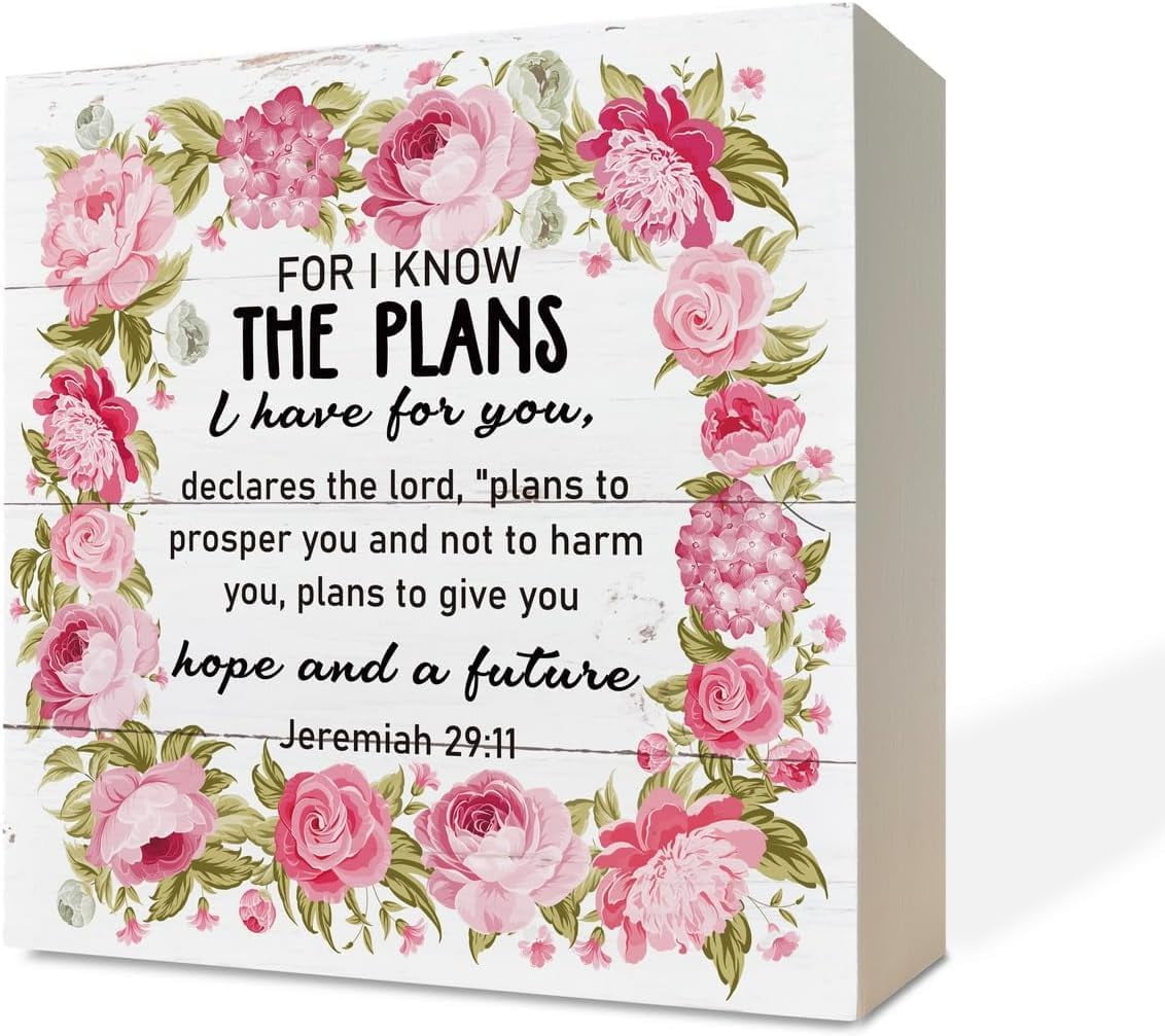 Christian Sign Scripture Decor Wooden Box Sign Desk Decor Wood Signs ...