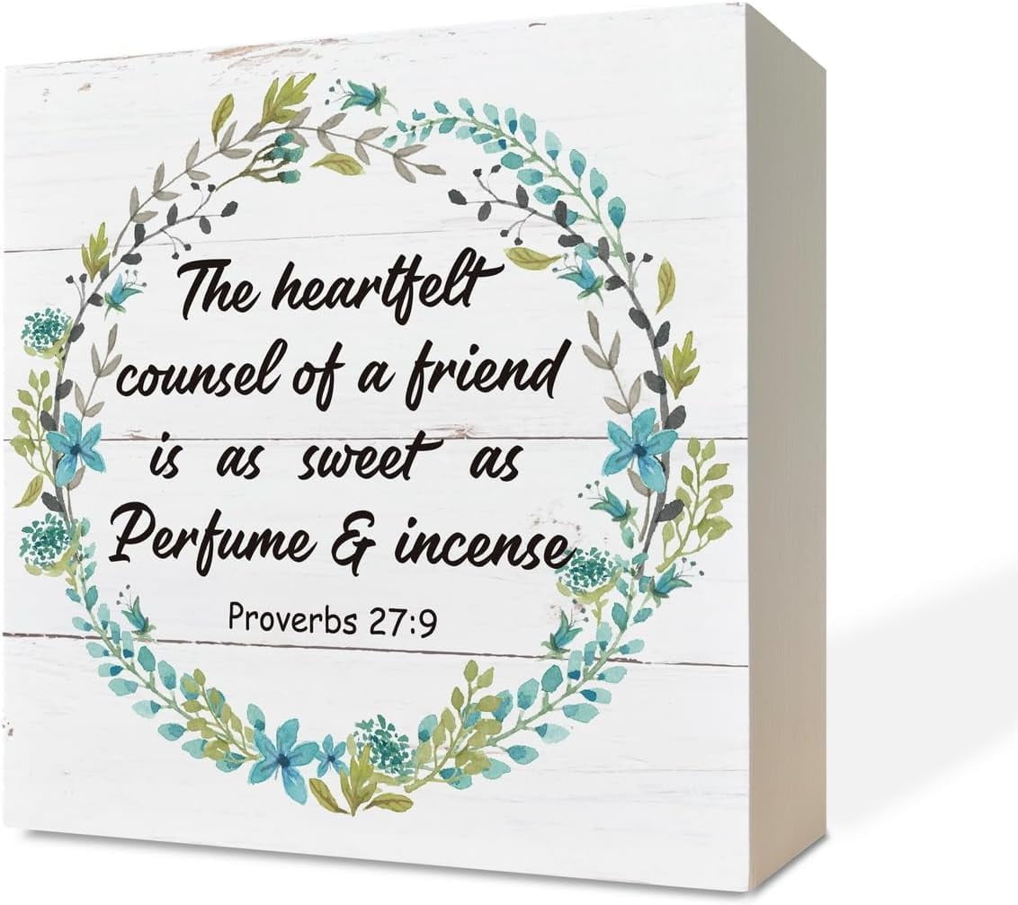 Christian Sign Wooden Box Sign Desk Decor Bible Verse Scripture Wood ...