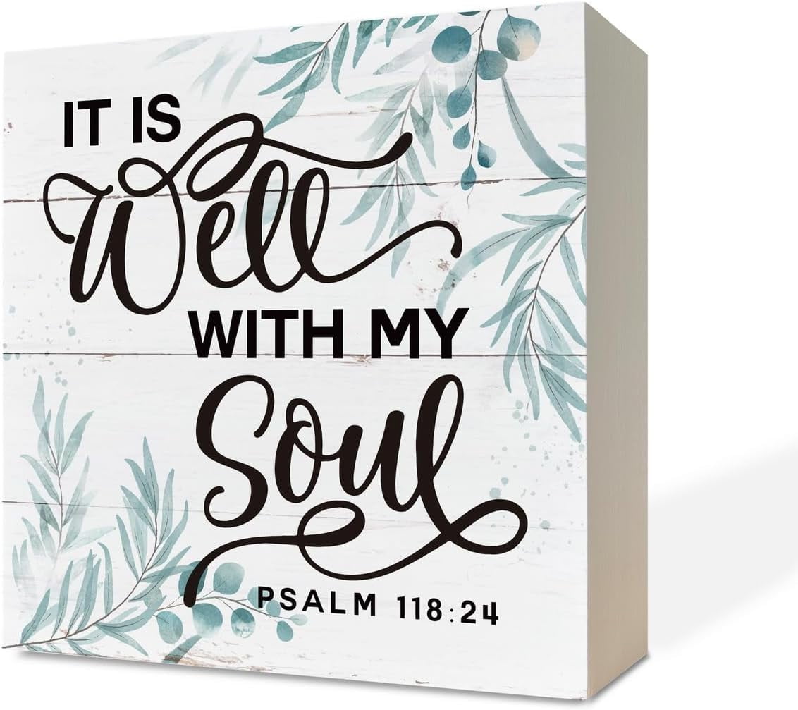 Christian Sign Wooden Box Sign Desk Decor Rustic Bible Verse Scripture ...