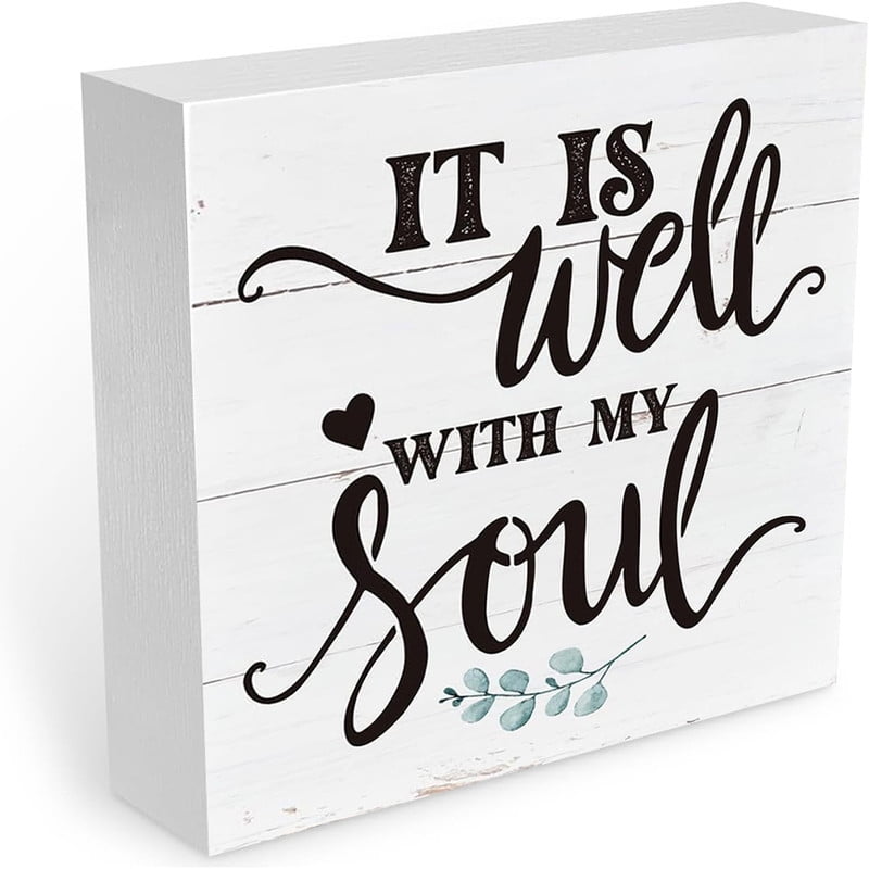 Christian Sign Wooden Box Sign Decor Inspirational Table Signs With ...