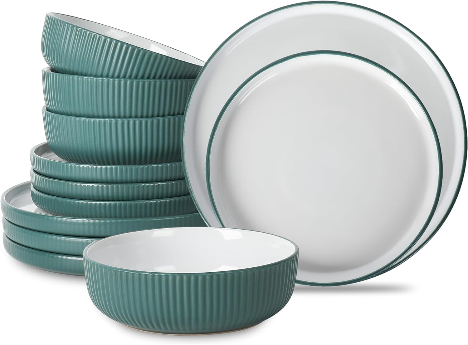 Christian Siriano Laro 12-Piece Stoneware Dinnerware Set, Plates and ...