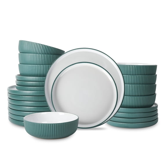 Christian Siriano Laro 24-Piece Dinnerware Set Stoneware, Green ...