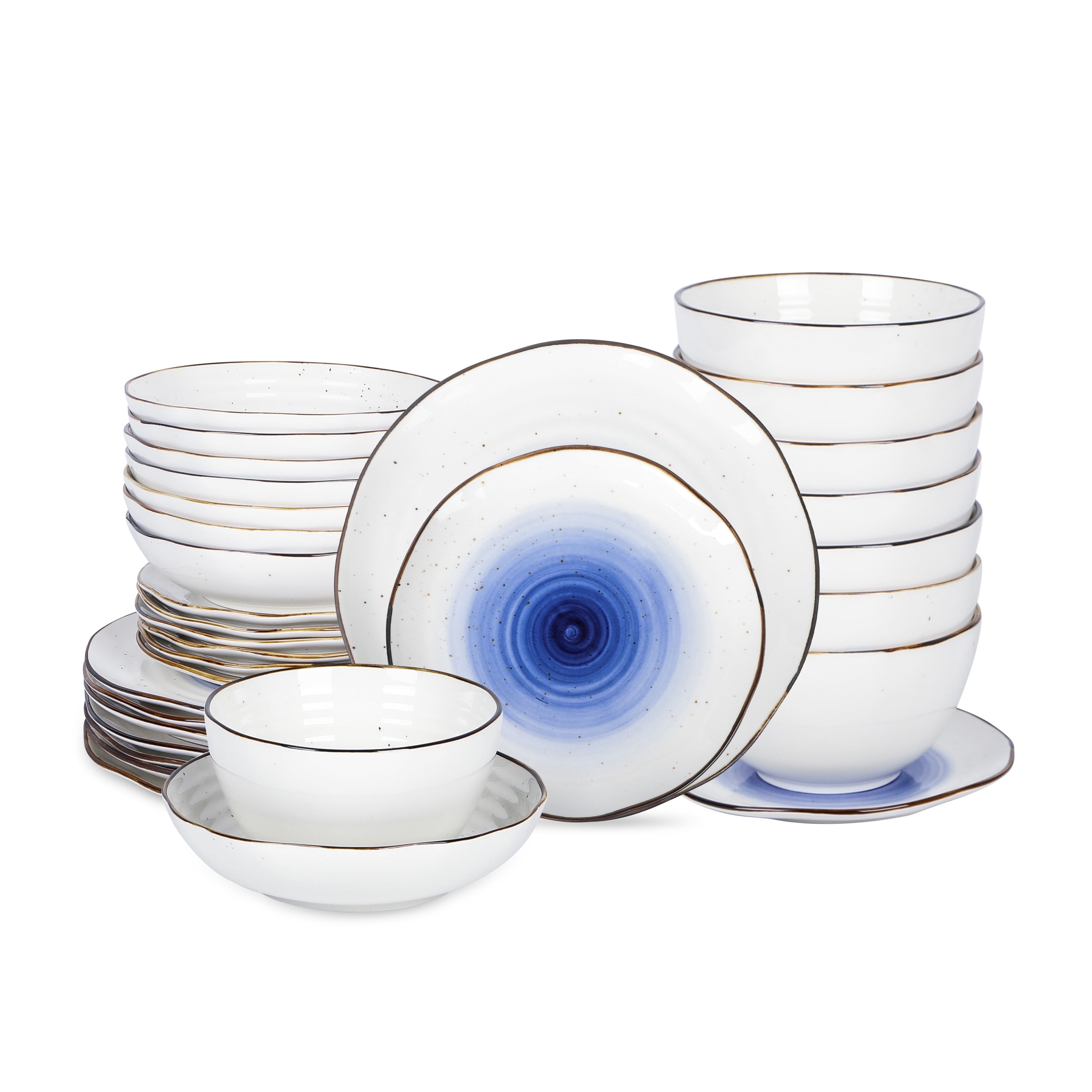 Christian Siriano Luma 32-Piece Dinnerware Set Porcelain, Blue ...