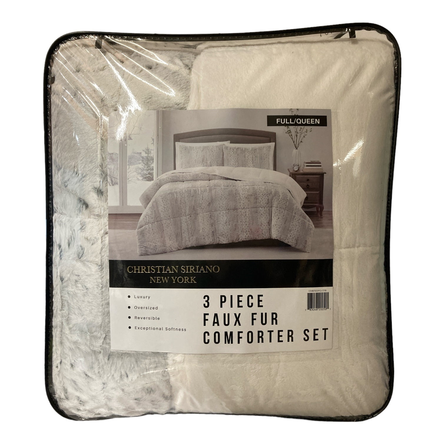 Christian Siriano Luxury 3-Piece Grey faux fur Comforter Bedding Sets ...