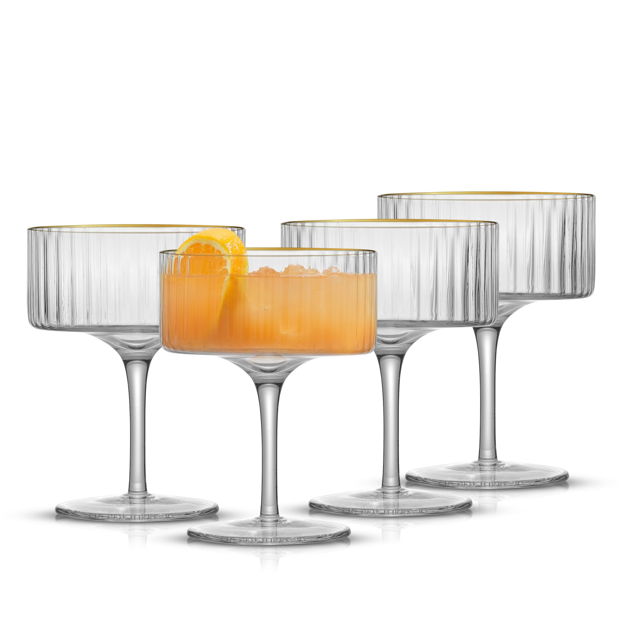 Christian Siriano Optic Gold Rim Coupe Glasses - 10 oz - Set of 4 ...