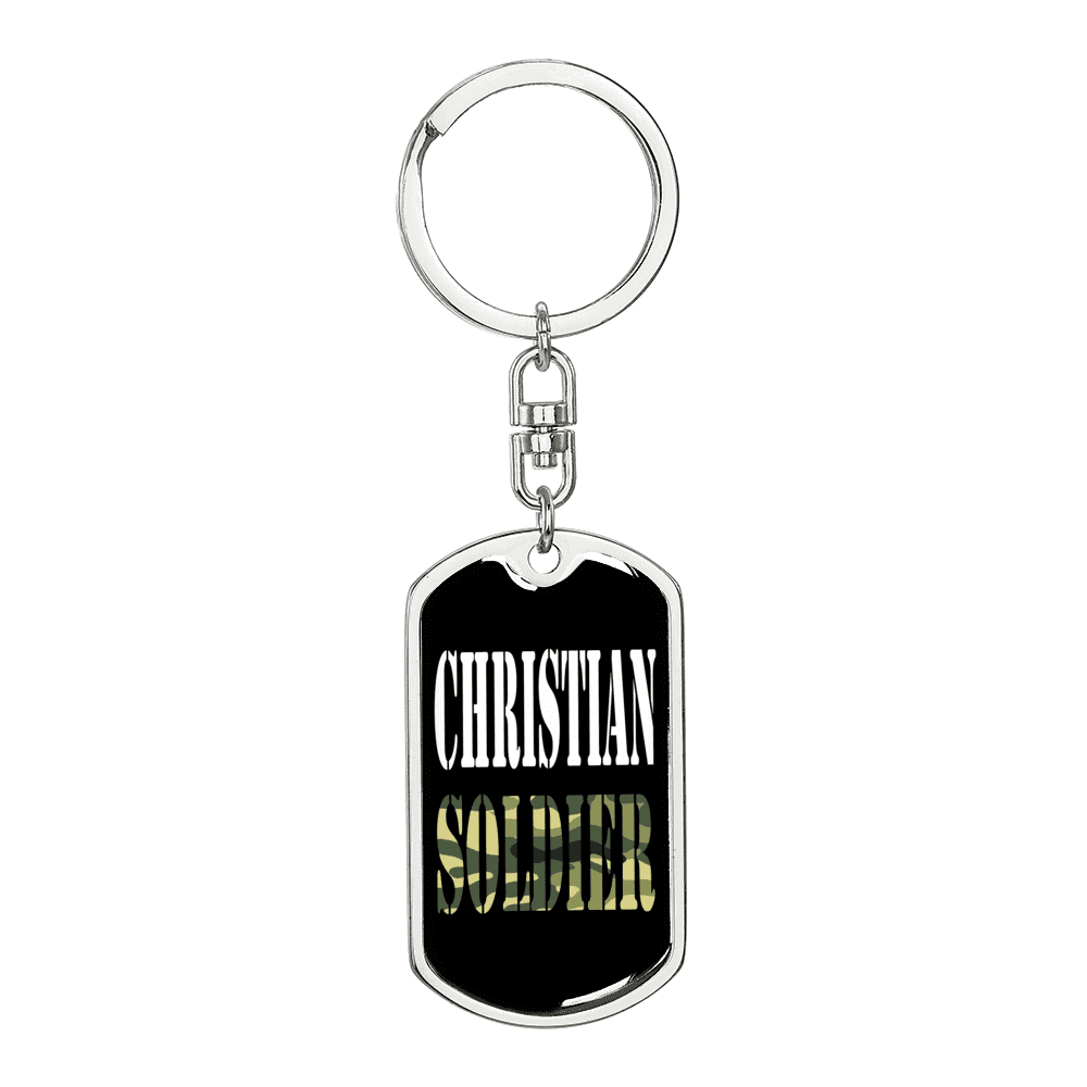 Christian Soldier Stainless Steel or 18k Gold Premium Swivel Dog Tag ...