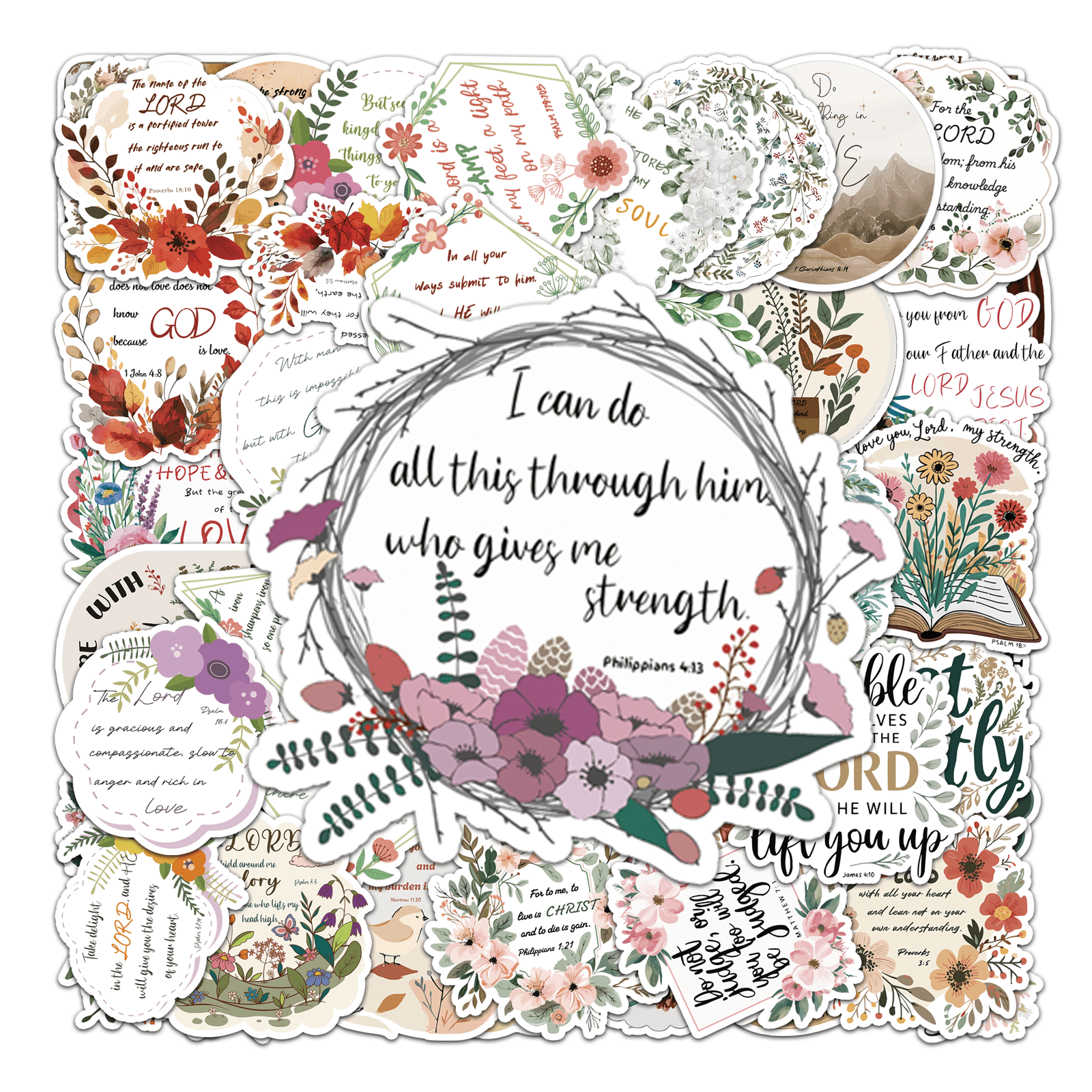 Christian Stickers for Kids, 50Pcs, Inspirational Jesus Stickers ...