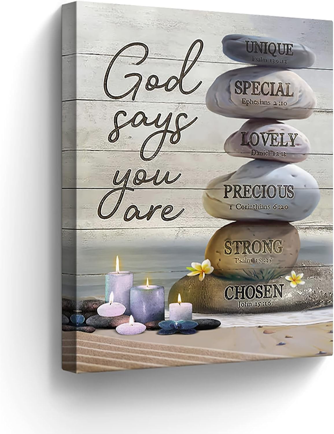 Christian Stone Zen Bathroom Decor Wall Art God Says You Are Wall Decor ...