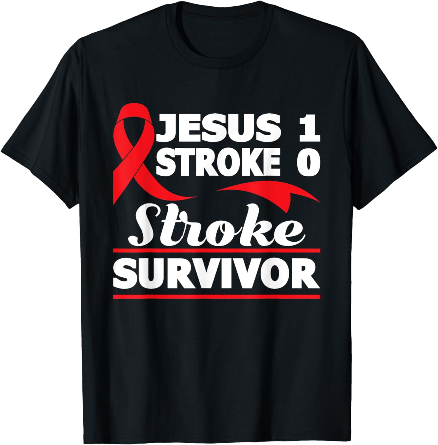 Christian Stroke Survivor Awareness Red Ribbon Brain Attack T-Shirt ...