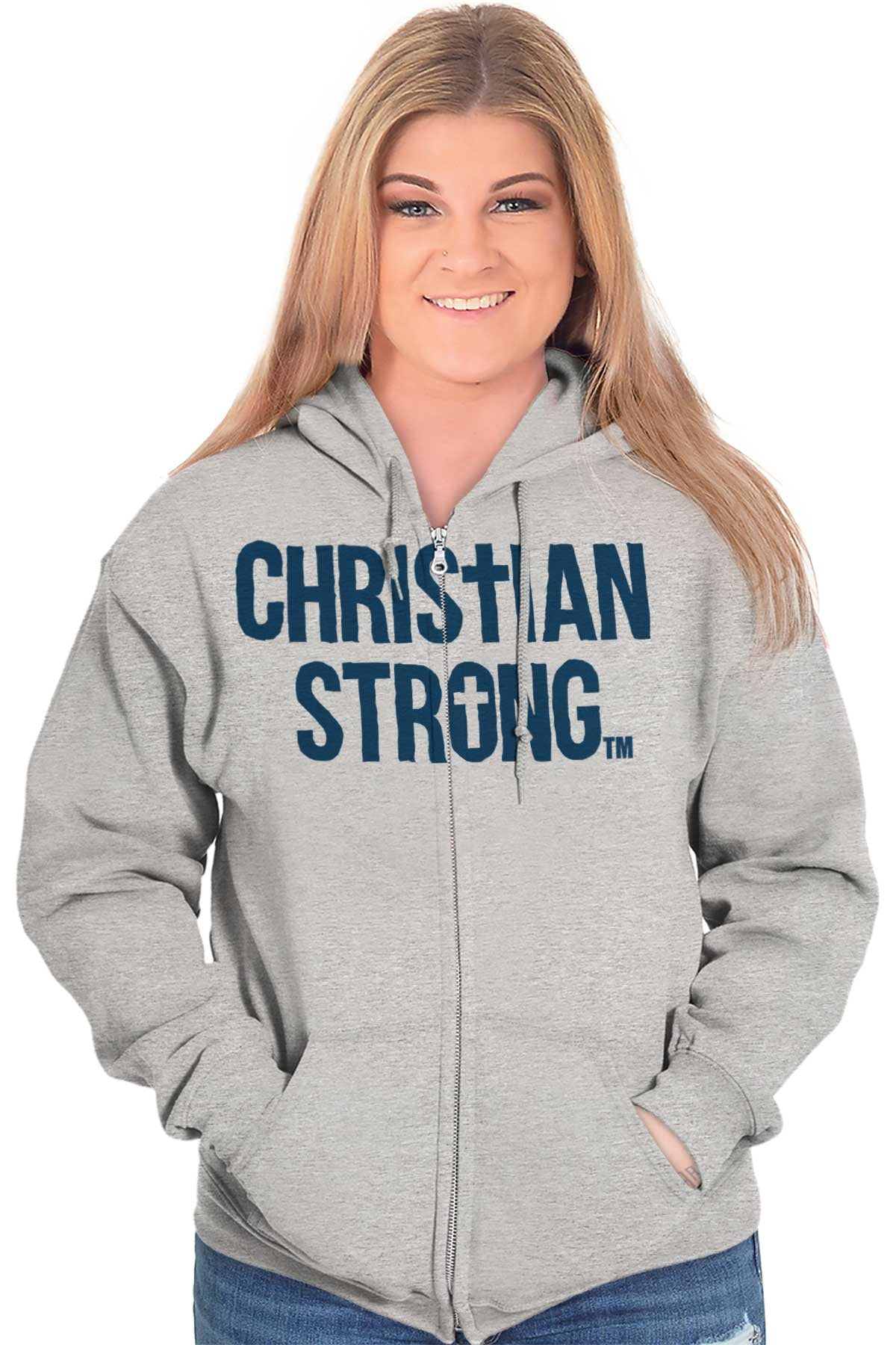 Christian Strong Religious Faith Zip Up Hoodie Men's Women's Brisco ...