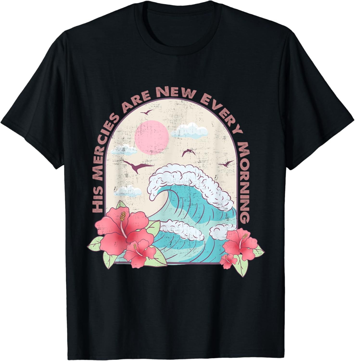 Christian Summer Religious Bible Ocean Wave His Mercy Beach T Shirt ...