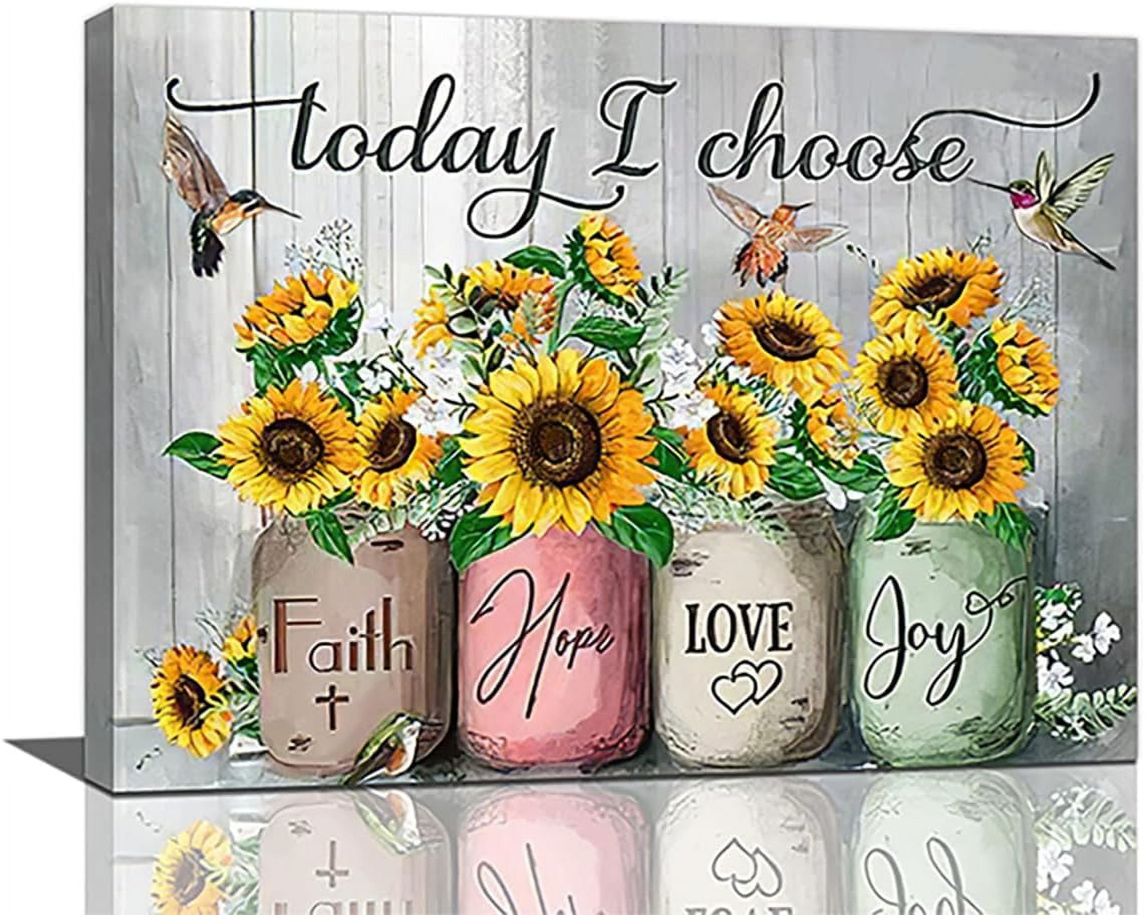 Christian Sunflower Wall Art Farmhouse Rustic Sunflower Pictures Wall ...