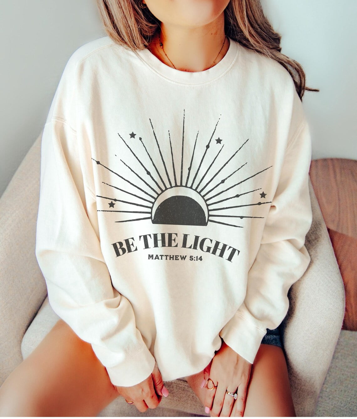 Christian Sweatshirt: Be The Light Bible Verse - Walmart.com