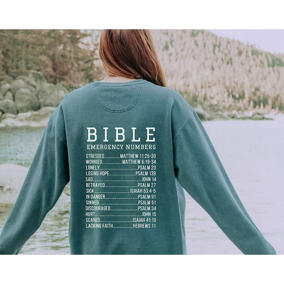Christian Sweatshirt Bible Emergency Numbers Sweatshirt Faith Based ...