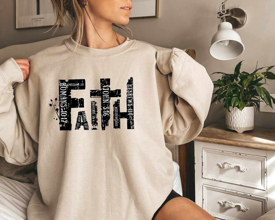 Christian Sweatshirt, Bible Verse Hoodie, Religious Outfit, Retro Faith ...