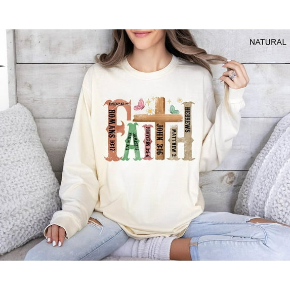 Christian Sweatshirt, Bible Verse Long Sleeve, Religious Outfit, Retro ...