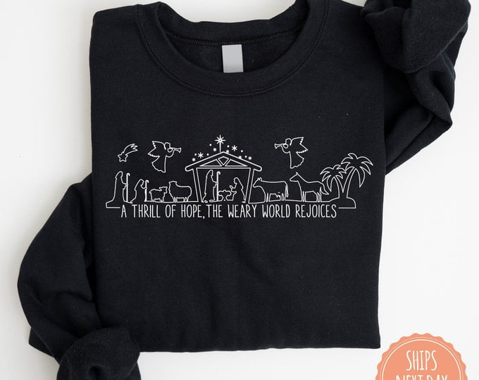 Christian Sweatshirt - Nativity Scene Sweater - True Story Nativity ...