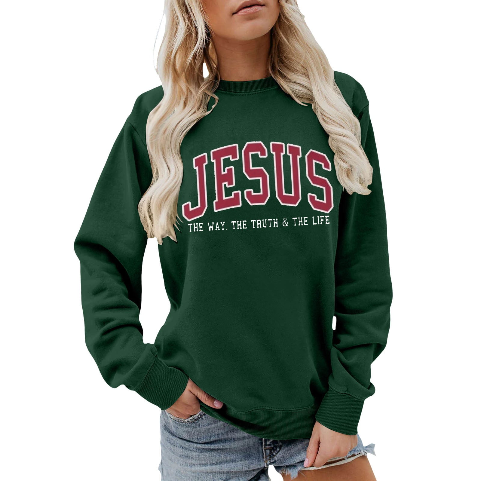 Christian Sweatshirts for Women Religious Faith Letter Print Long ...