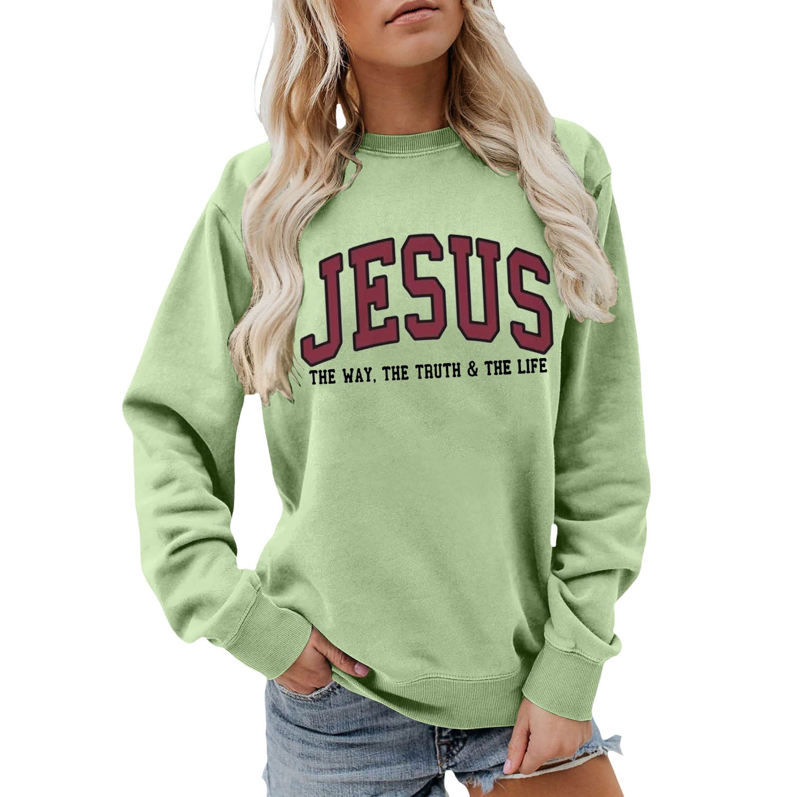 Christian Sweatshirts for Women Religious Faith Letter Print Long ...