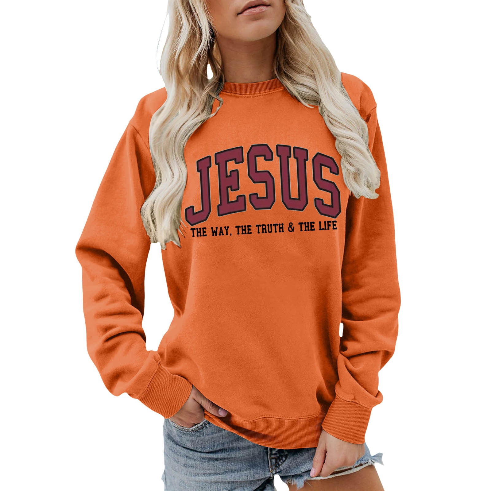 Christian Sweatshirts for Women Religious Faith Letter Print Long ...