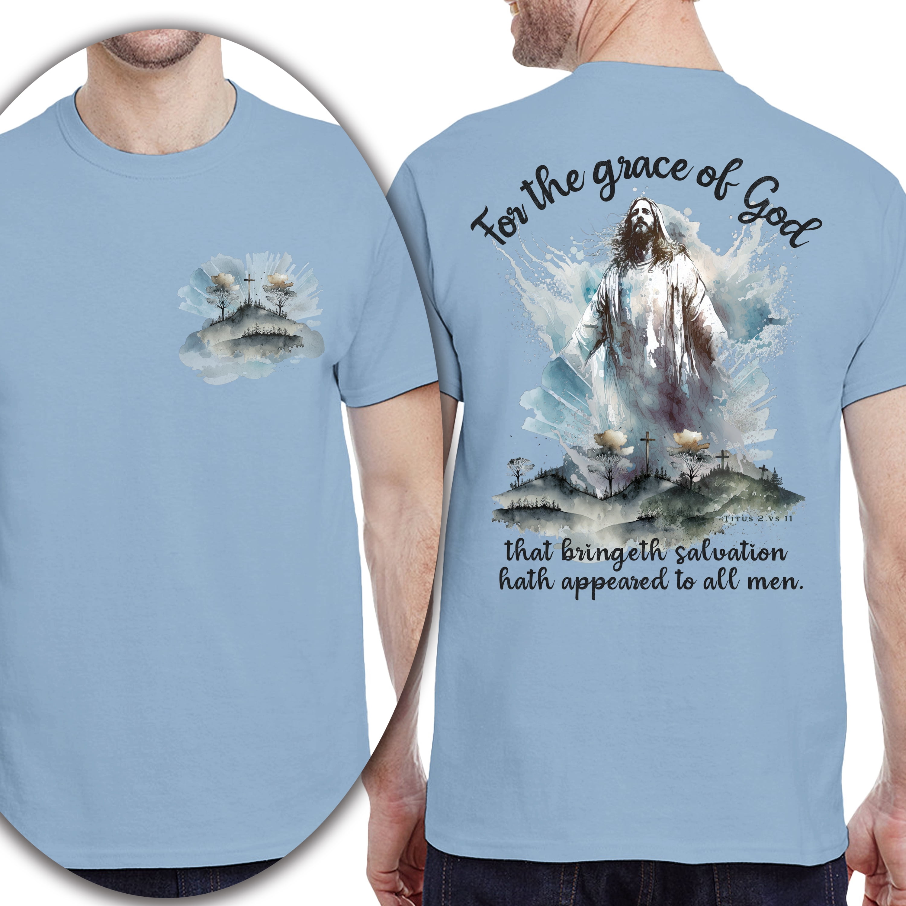 Christian T-Shirt, Double-Sided Grace of God Shirt – Titus 2:11 Bible ...