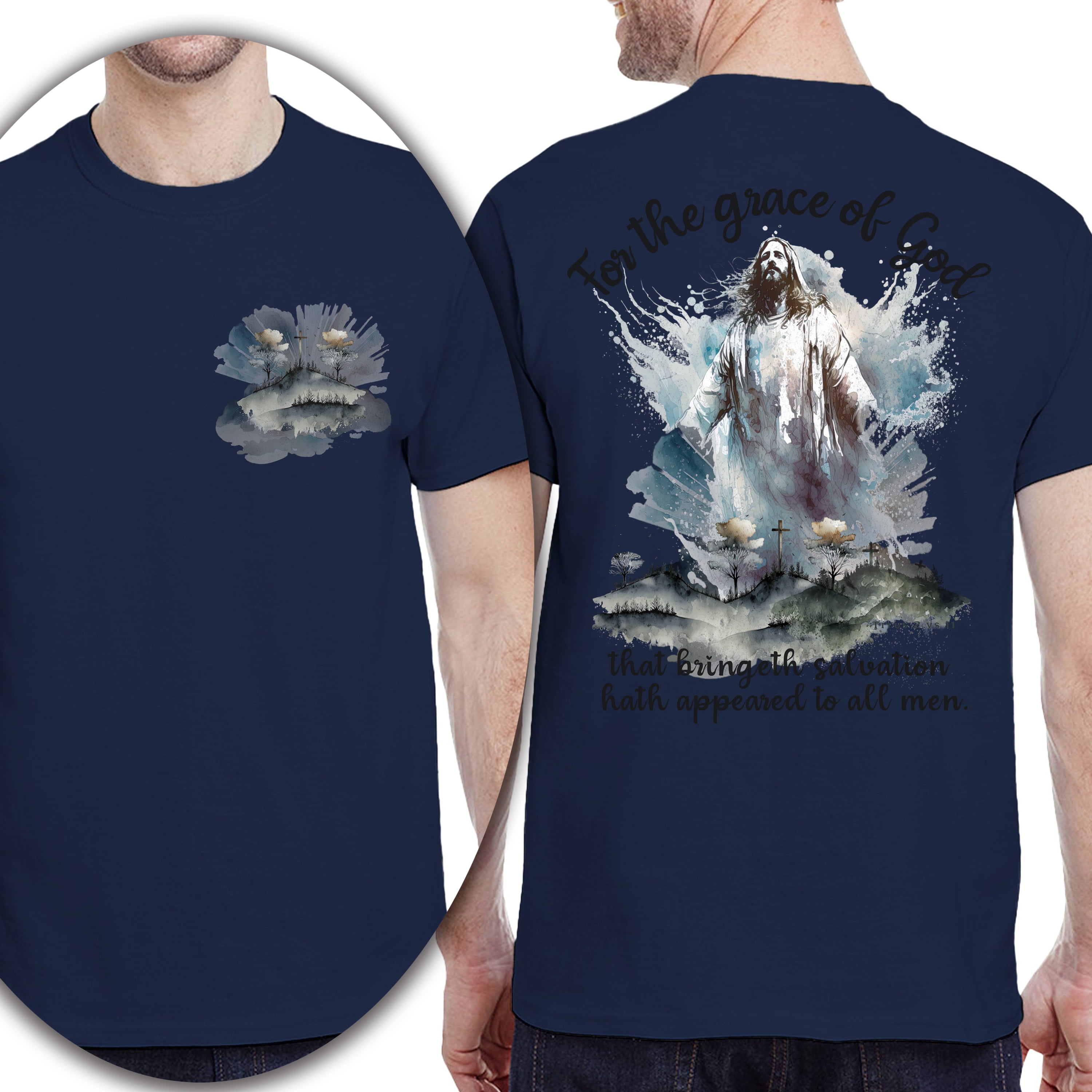 Christian T-Shirt, Double-Sided Grace of God Shirt – Titus 2:11 Bible ...