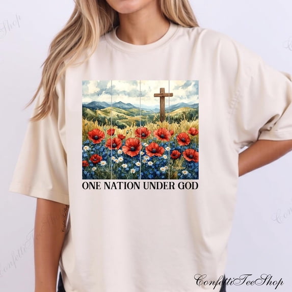 Christian T-Shirt: One Nation Under God, Usa - Walmart.com