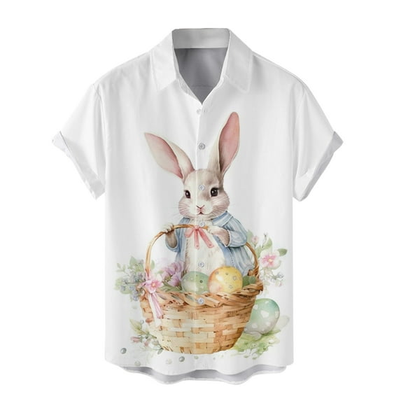 Christian T Shirts for Men Day Digital 3D Printing Loose Button Lapel ...