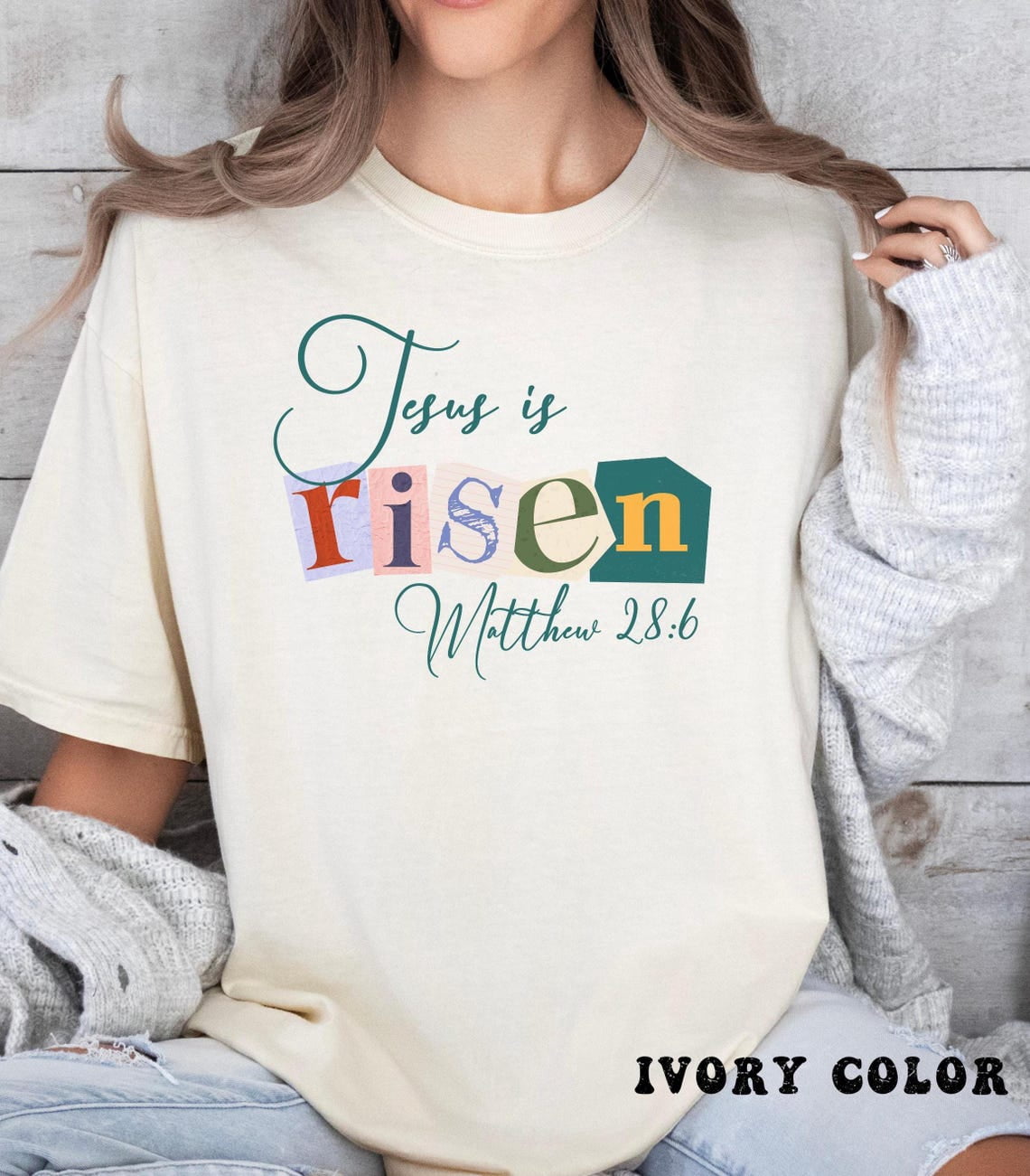 Christian T-shirt, Jesus Is Risen Ransom Letters Shirt, Bible Verse Tee ...