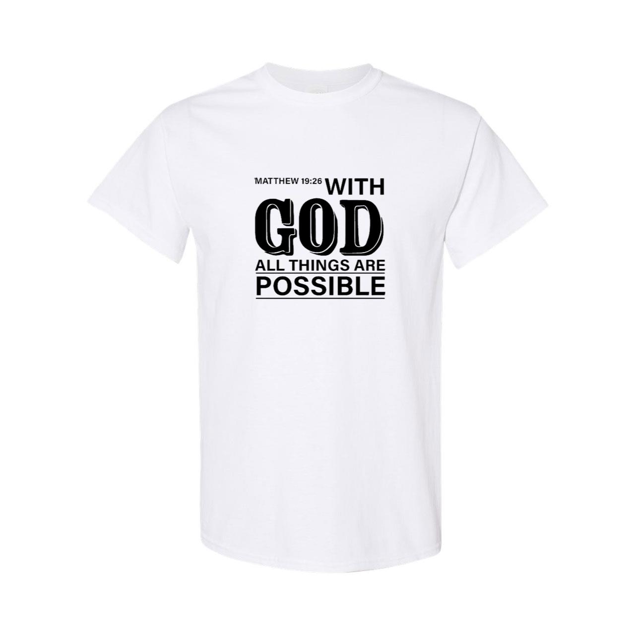 Christian T-shirt Matthew 1926 All Possible Bible Verse Faith Bible ...