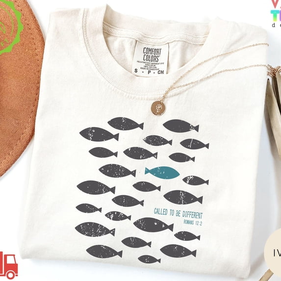 Christian TShirt Called To Be Different Fish Graphic - Walmart.com