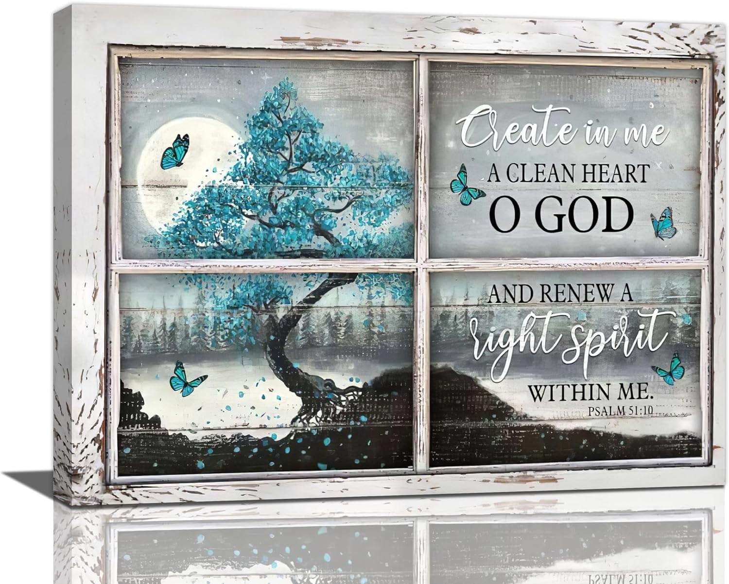 Christian Teal Tree Wall Art Bible Verses Psalm Tree of Life Pictures ...