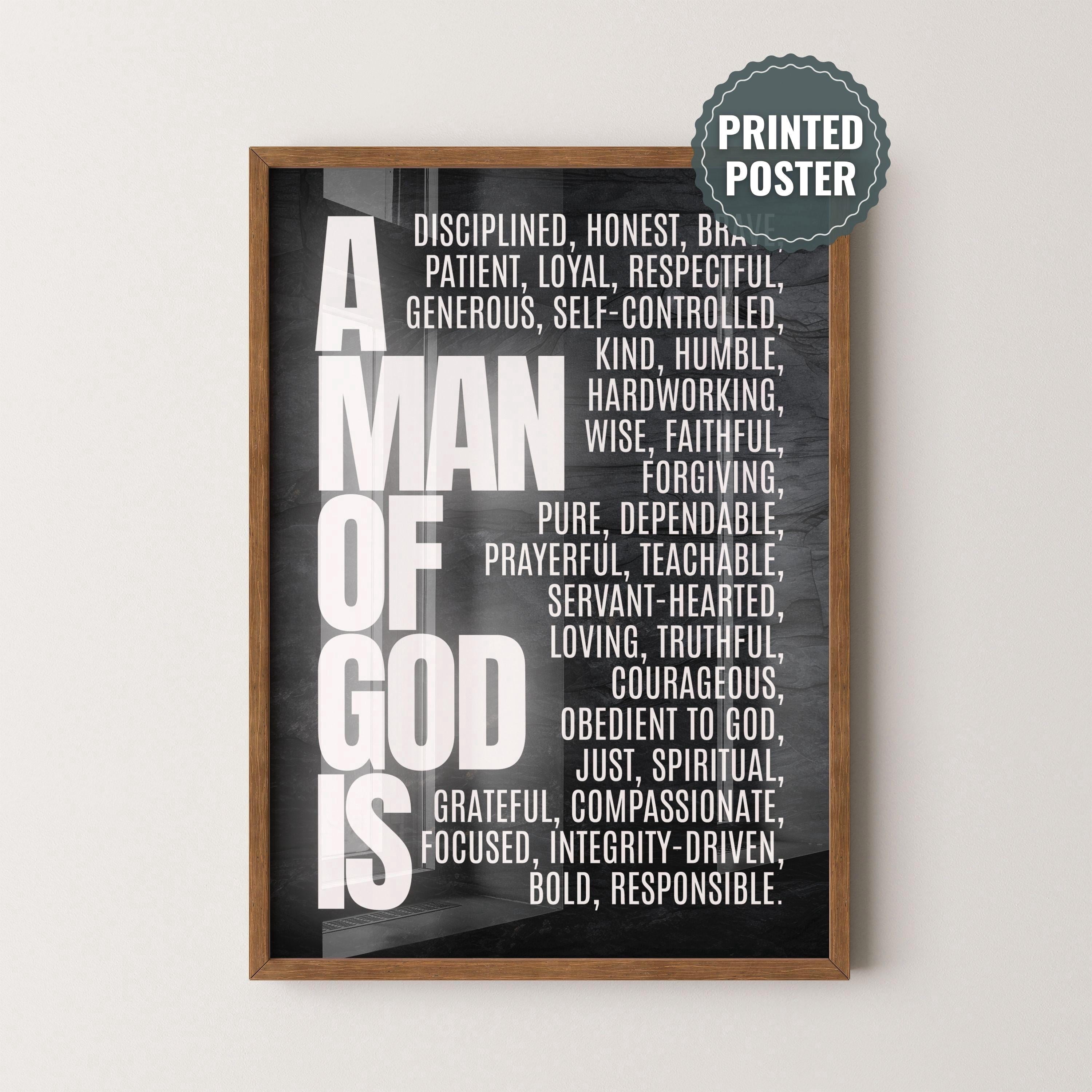 Christian Teen Boy Wall Art With Scripture Black Bible Verse Poster For ...