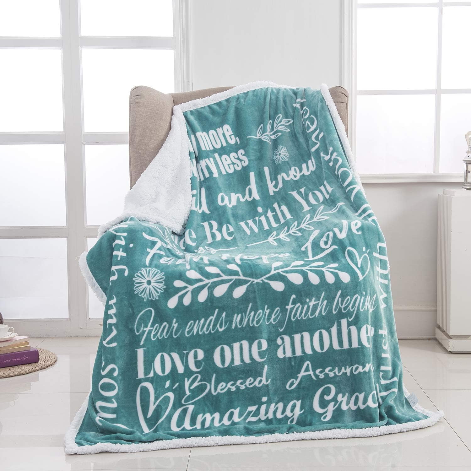 Christian Throw Blanket Religious Gifts with Faith Hope Love Messages ...