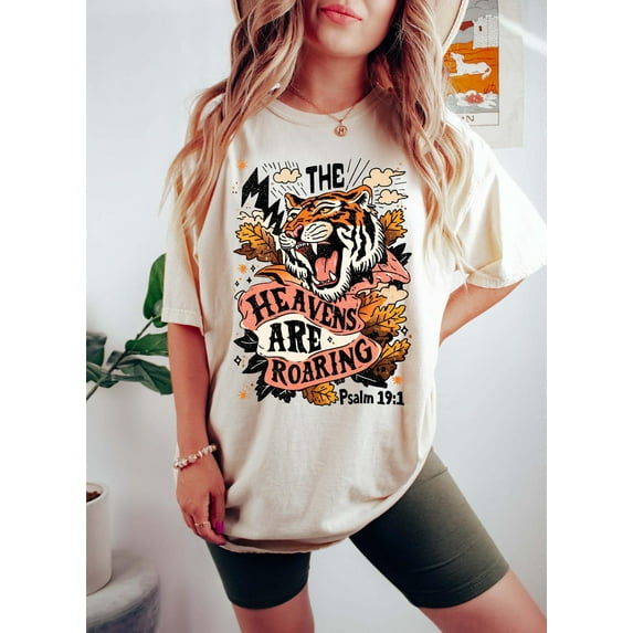 Christian Tiger T-Shirt: The Heavens Are Roaring, Bible Verse Tee All ...
