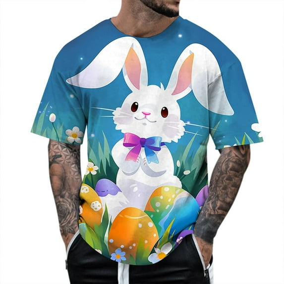Christian Top for Men Theme Print Short Sleeve Round Neck Floral Trend ...