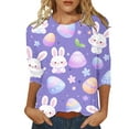 Christian Top for Women Bunny Print 3/4 Sleeve Fashion Beach Vacation ...