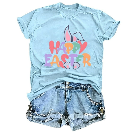 Christian Top for Women Fashion Alphabet Print Round Neck Short Sleeve ...