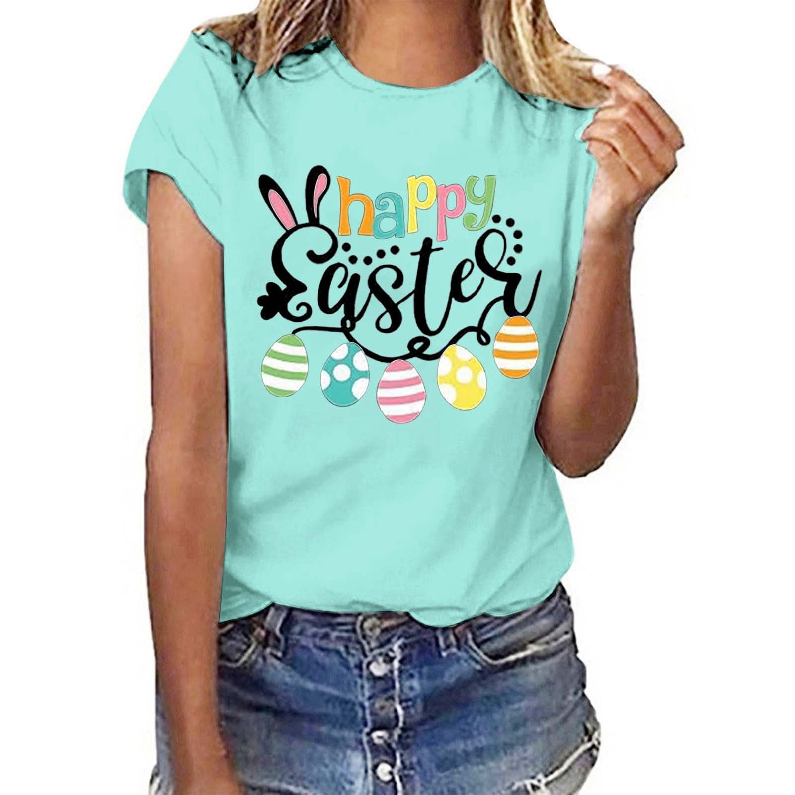 Christian Top for Women Letter Print Short Sleeve Round Neck Plus Size ...