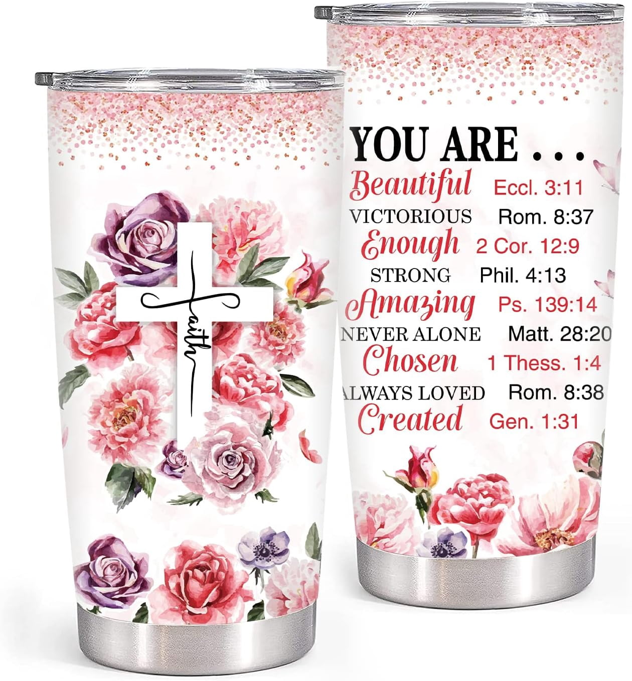 Christian Travel Tumbler Gifts for Women - 20OZ Stainless Steel Double ...