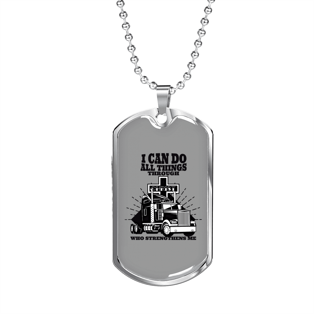 Christian Trucker Dog Tag Stainless Steel or 18k Gold 24" Chain ...