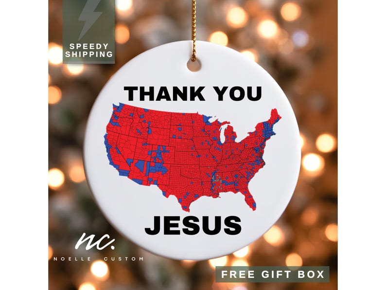 Christian Trumptp Ornament Election Map 2024 Red Wave Republican ...