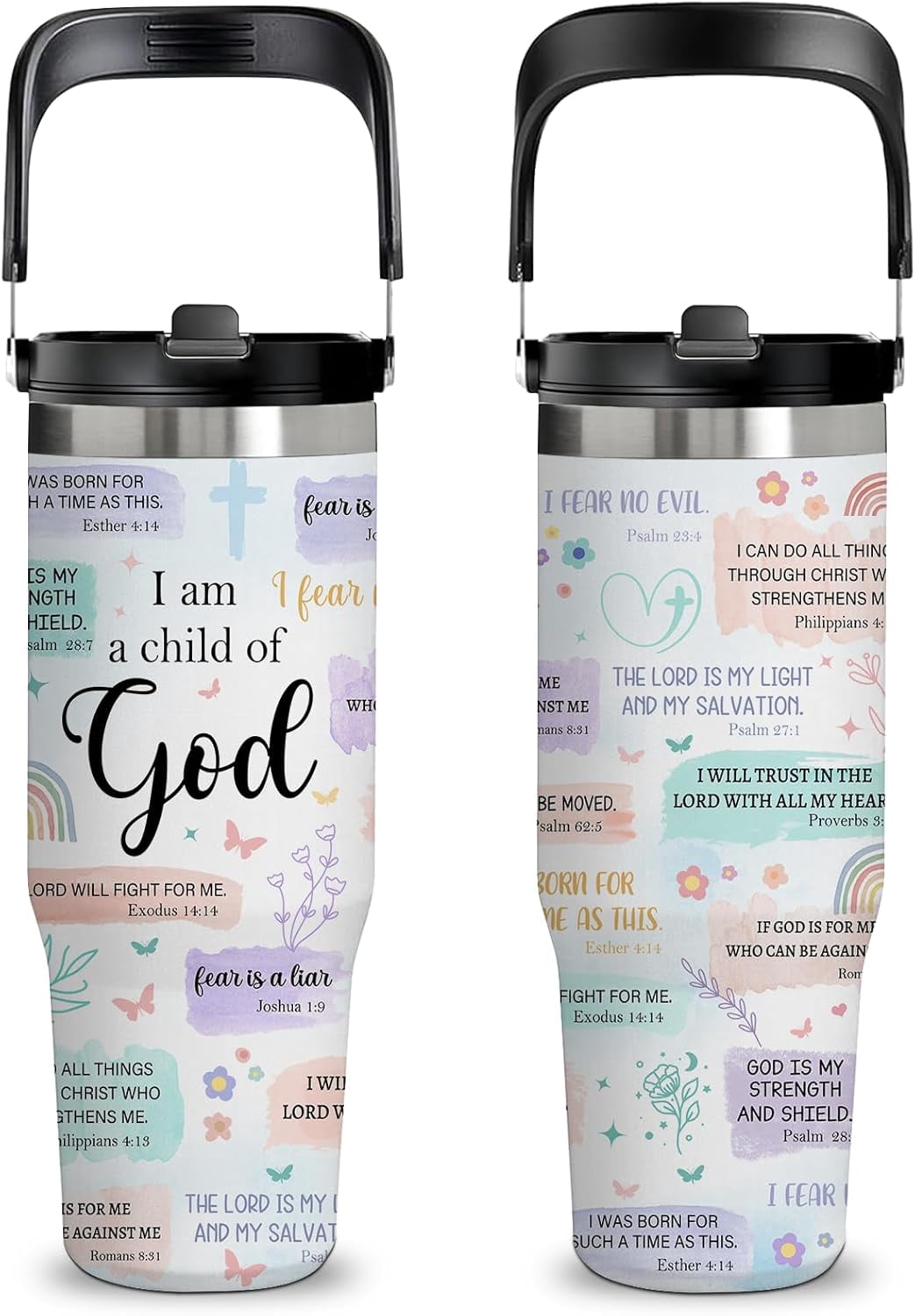 Christian Tumbler for Women - 30oz Bible Verse Travel Mug with Handle ...