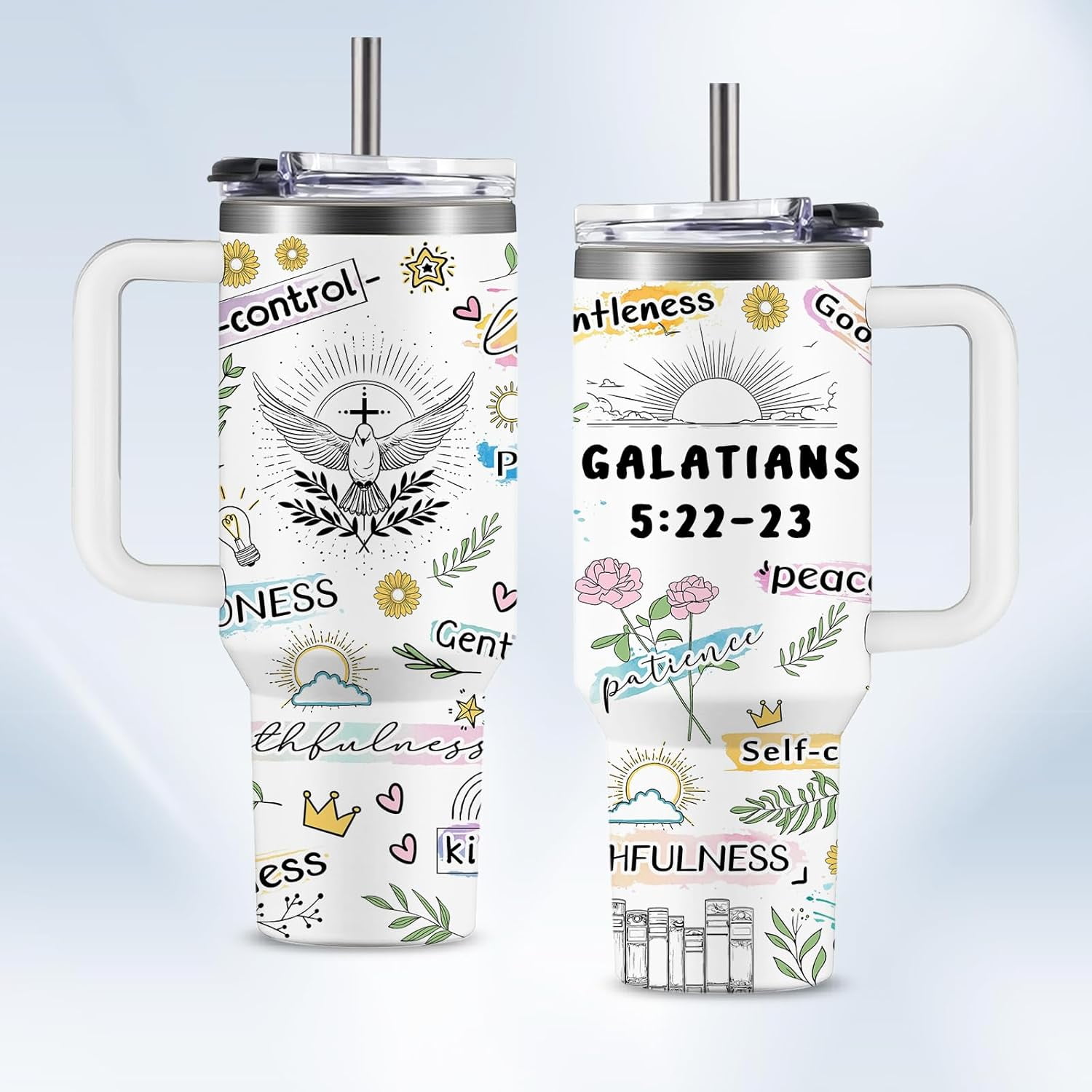 Christian Tumblers for Women 40Oz, Galatians 5:22-23, Scripture Mug ...