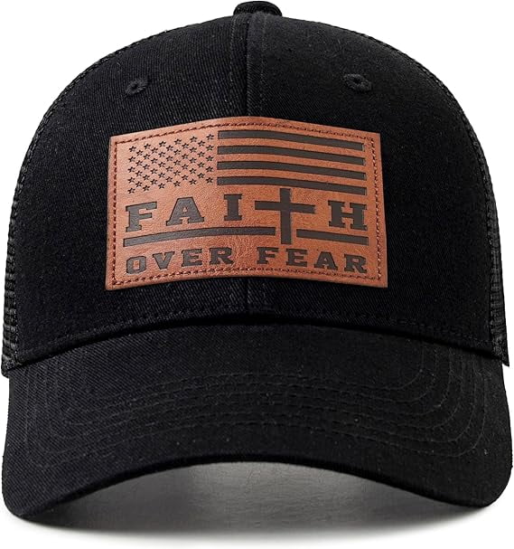 Christian US Flag Hat for Men Women, Faith Over Fear Cross Hat, Jesus ...