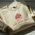Christian Valentine Embroidered Sweatshirt Love Never Fails Shirt Heart ...
