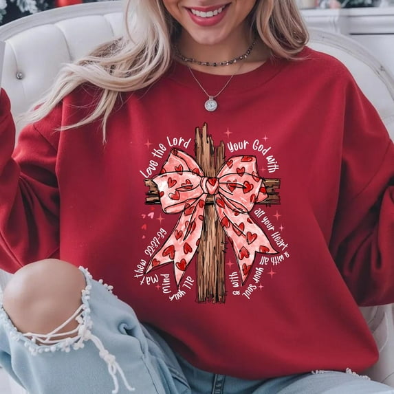 Christian Valentine’s Day Sweatshirt, Love the Lord Jesus Crewneck ...