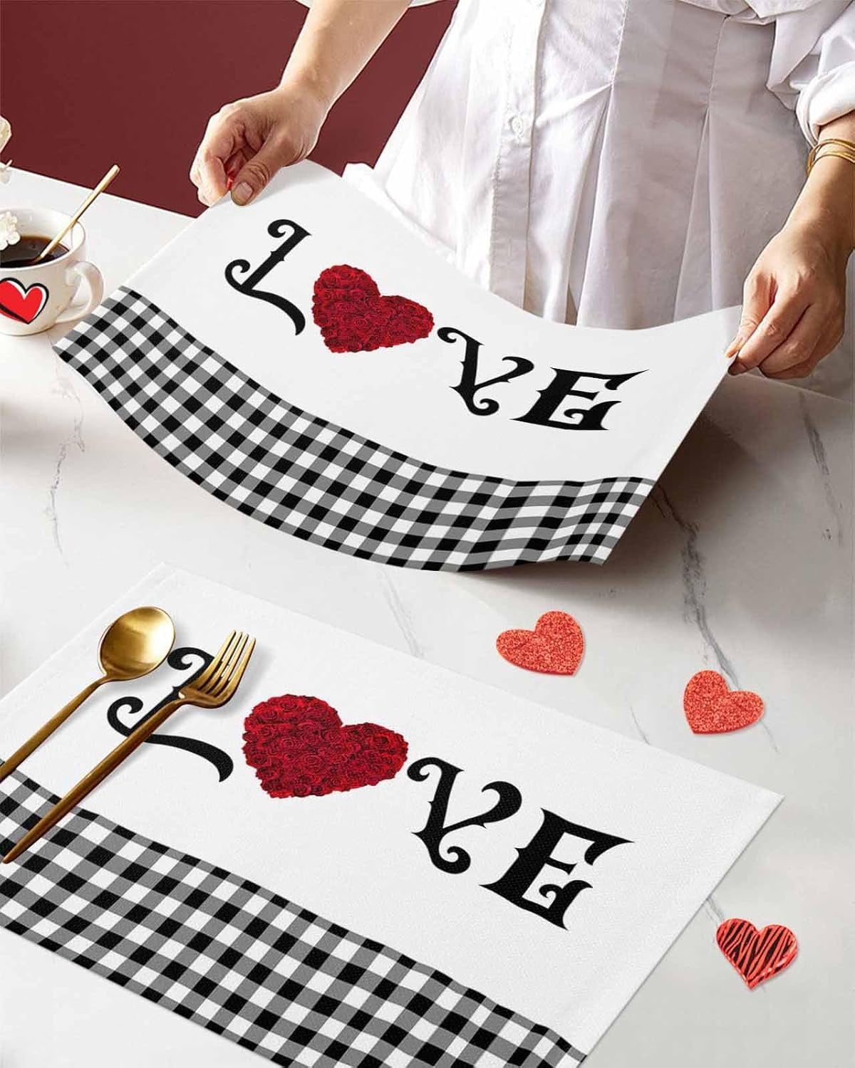 Christian Valentines Day Cross Table Runner, Religious Pink Red Love ...