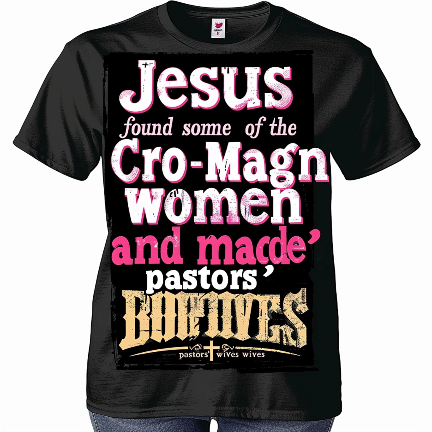 Christian Vector Art T Shirt & Cro Magnon Women Design Pink Letters on ...